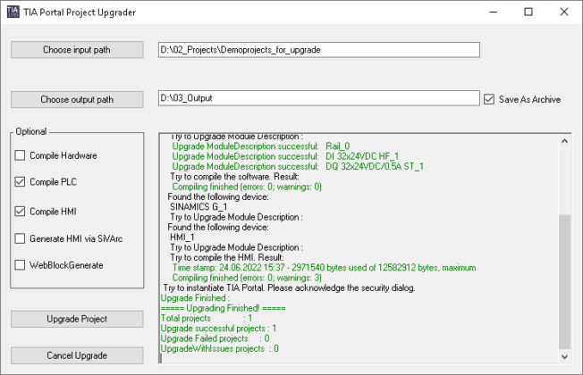 Con il TIA Portal Project Upgrader è possibile aggiornare i progetti di ...