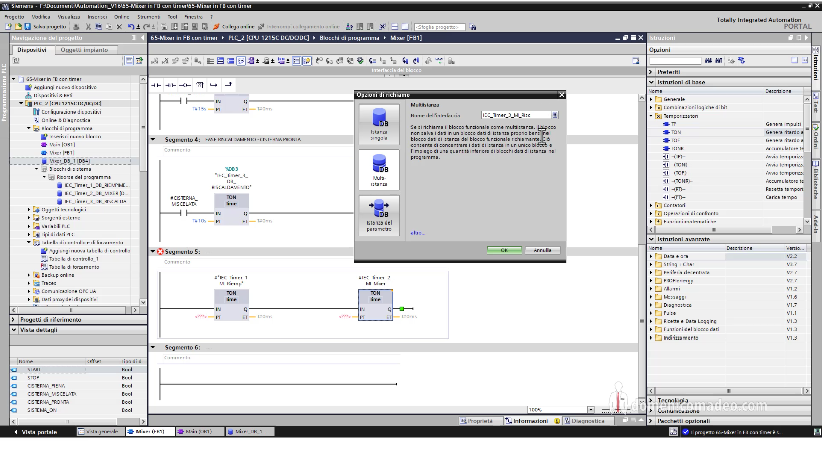 TUTORIAL ESERCIZIO - TiaPortal Cisterna Mixer e Riscaldamento in FB con ...