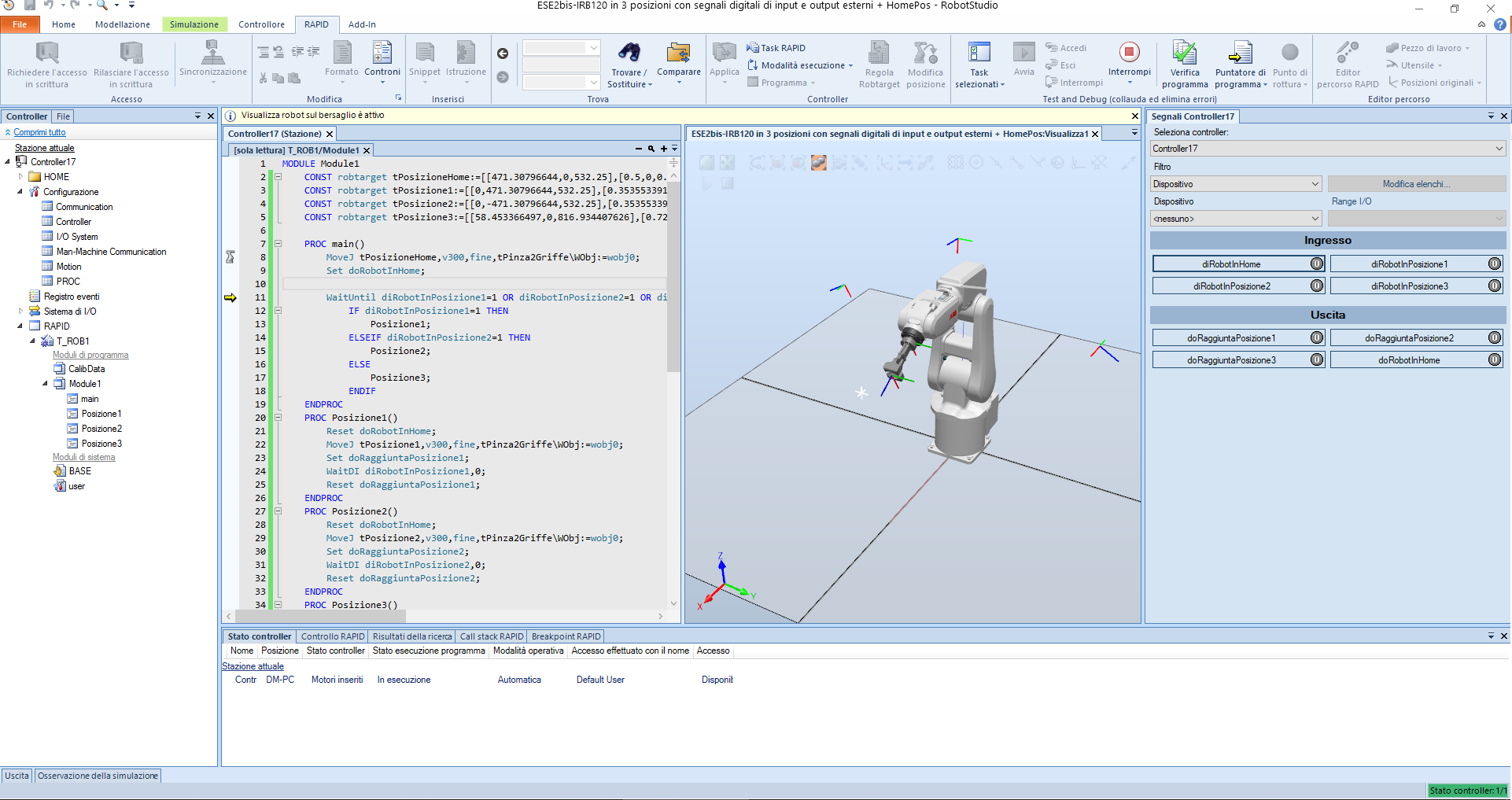 ESE02bis - RobotStudio IRB120 in 3 posizioni con segnali digitali di ...