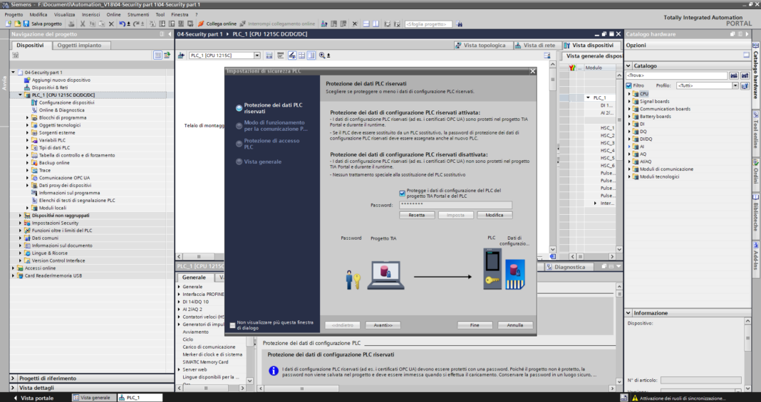 TUTORIAL - Cybersecurity in TiaPortal V18 - Configurazione Sicurezza ...