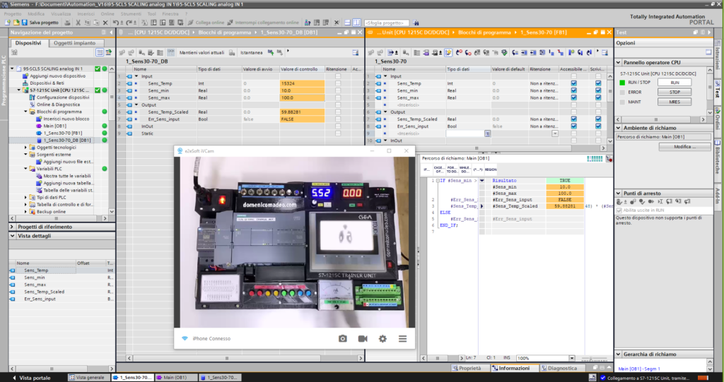 TUTORIAL ESERCIZIO - SCL5 TiaPortal Scaling Analog Input in SCL segnali ...