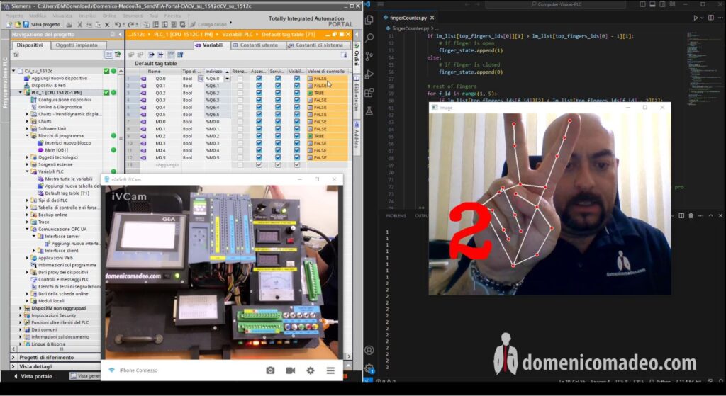 DEMO - AI-Machine learning per computer vision con python per azionare le uscite di un plc s7 ...