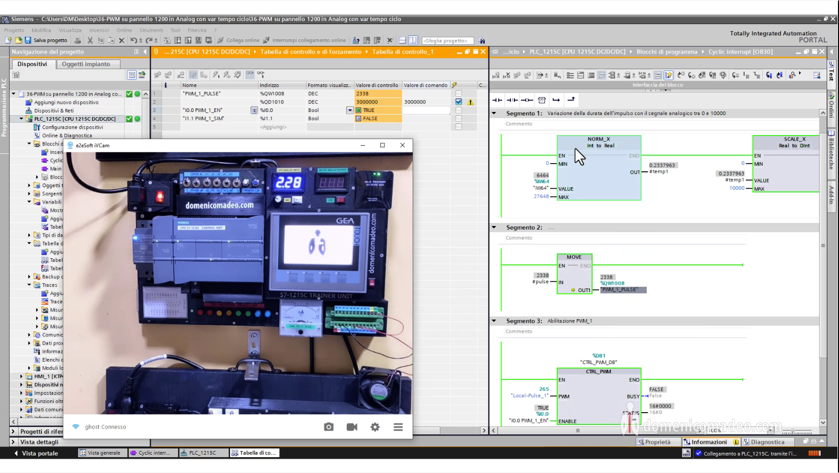 ESERCIZIO - Configurare uscite PWM su S7-1200 con blocco CTRL_PWM e variatore durata impulso ...