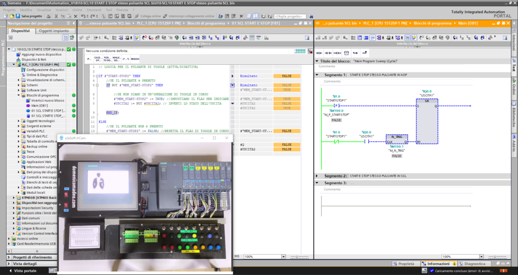 TUTORIAL ESERCIZIO - SCL10 Start e Stop con lo stesso pulsante in SCL e ...
