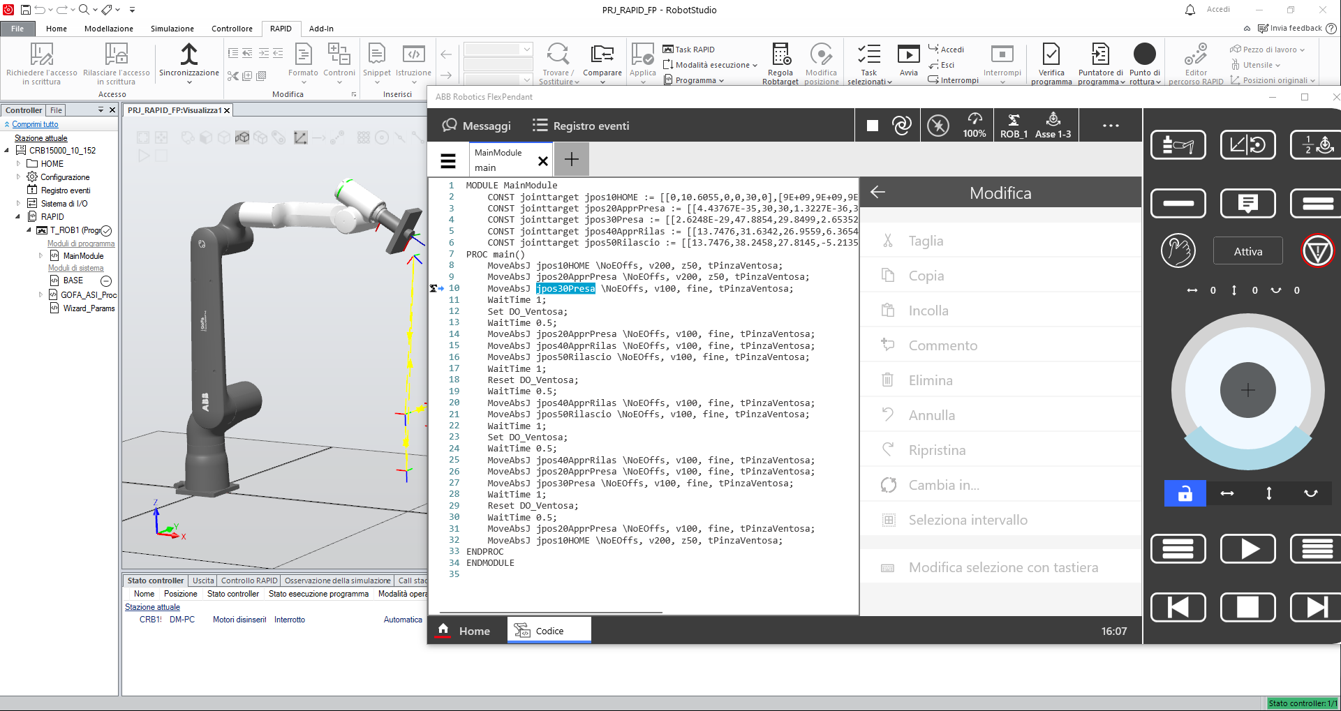 TUTORIAL - ESE06 Coll – Programmazione Pick and Place ABB GOFA CRB15000 ...